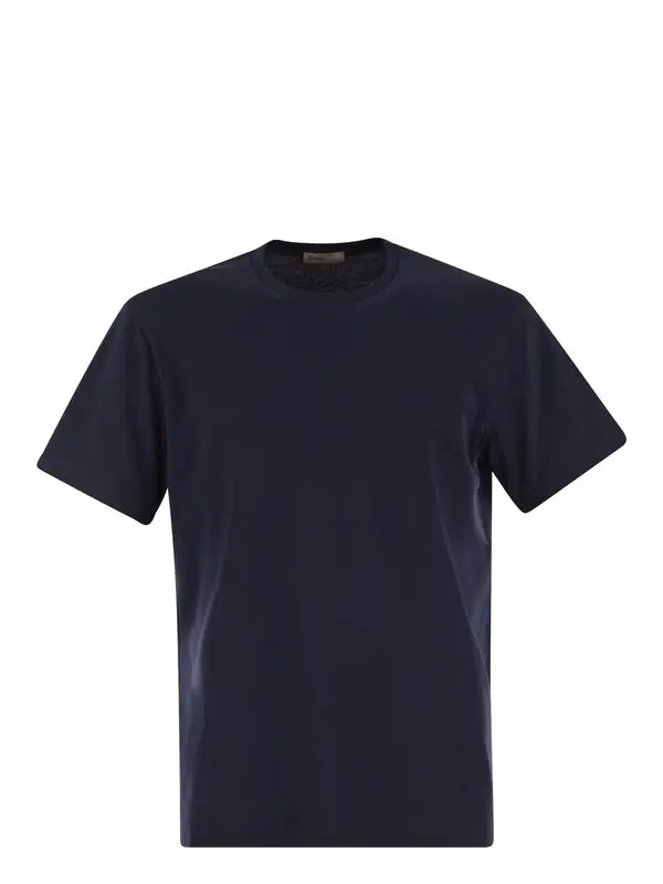 Herno Resort T-shirt In Cotton And Light Stretch Nylon - Blue