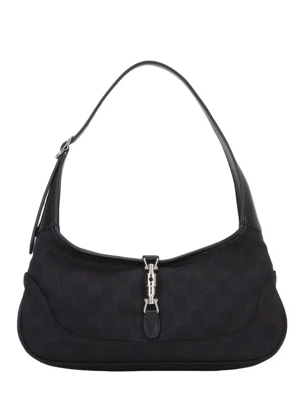 Gucci Jackie Slim Gg Monogram Jacquard Fabric Shoulder Bag - Black