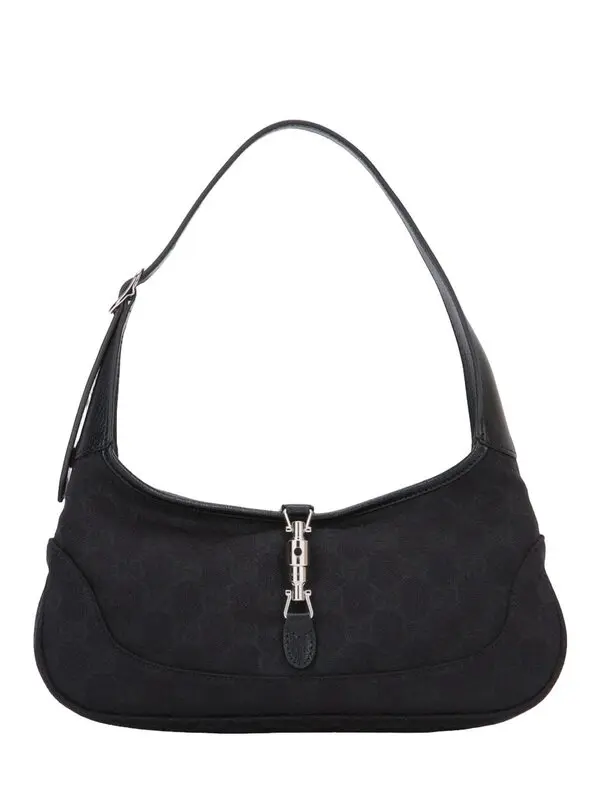 Gucci Jackie Slim Gg Monogram Jacquard Fabric Shoulder Bag - Black