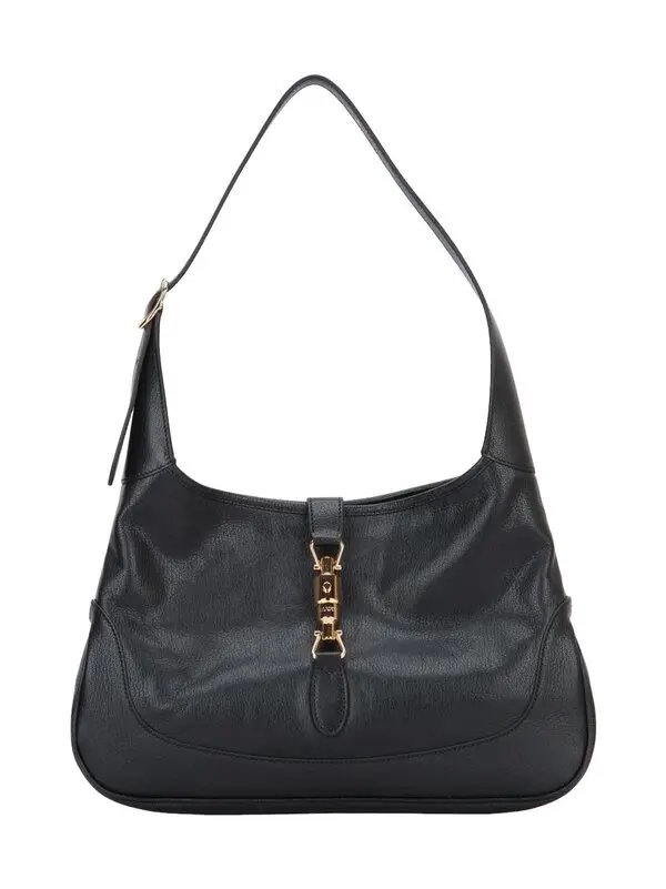 Gucci Jackie 1961 Shoulder Bag In Grained Leather With Piston Lock - Black