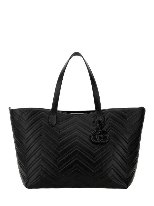 Gucci Gg Marmont Matelassé Nappa Chevron Shoulder Bag - Black