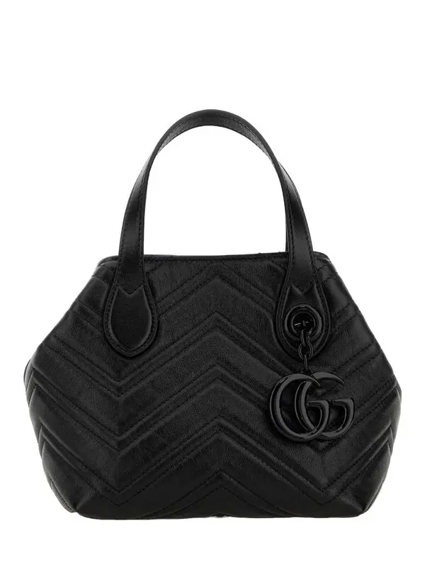 Gucci Gg Marmont Mini Top Handle Bag In Matelassé Chevron Nappa - Black