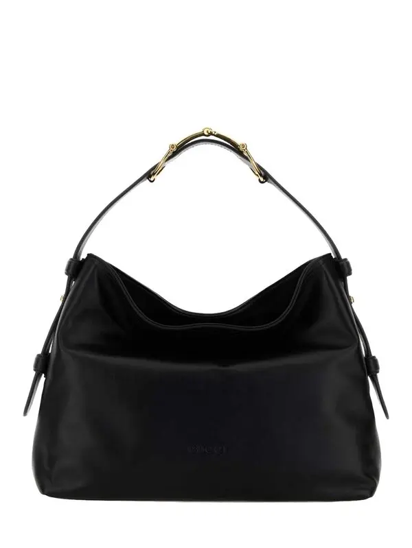 Gucci Beatrix Smooth Calfskin Shoulder Bag With Horsebit Detail - Black