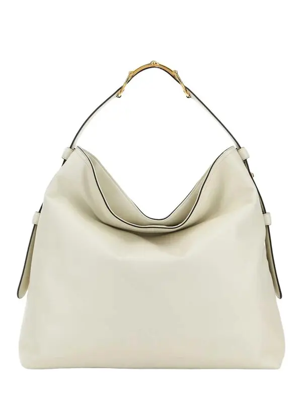 Gucci Beatrix Large Leather Shoulder Bag With Horsebit Detail - White