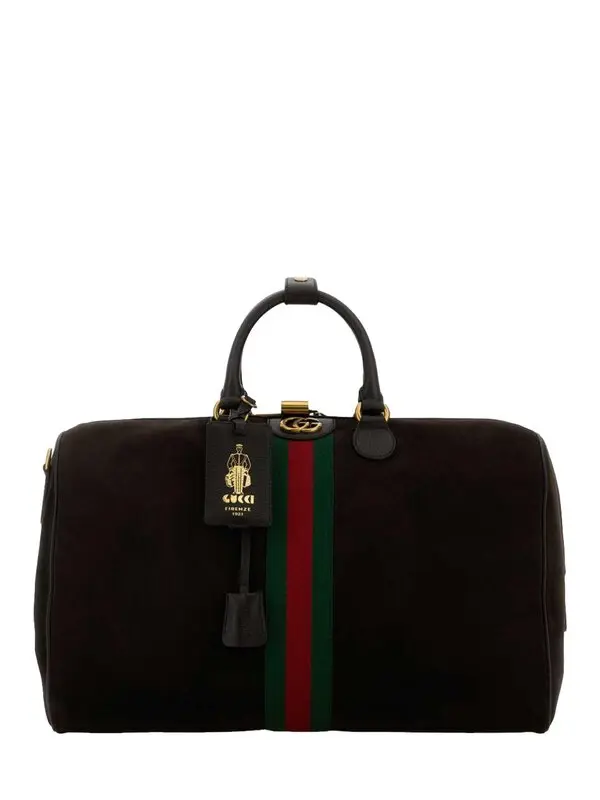 Gucci Savoy Medium Suede Travel Bag - Black