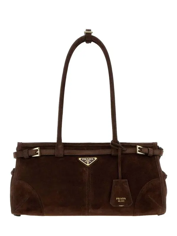Prada Suede Shoulder Bag - Brown
