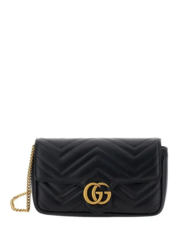 Gucci Gg Marmont Matelassé Chevron Nappa Mini Shoulder Bag - Black
