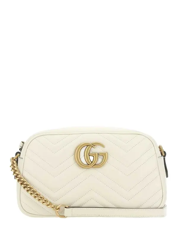 Gucci Gg Marmont Matelassé Chevron Nappa Shoulder Bag - White