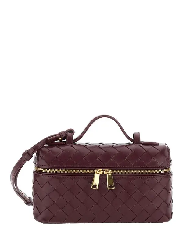 Bottega Veneta Big Bang Mini Intrecciato Calfskin Bag With Double Zip - Red