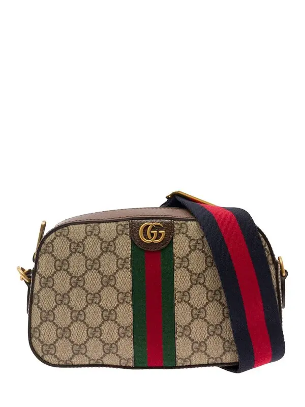 Gucci Ophidia Gg Supreme Camera Bag With Web Stripe - Cream