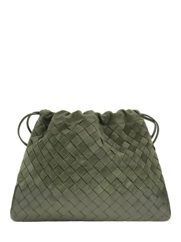 Bottega Veneta Intrecciato Woven Calf Leather Bucket Clutch - Green