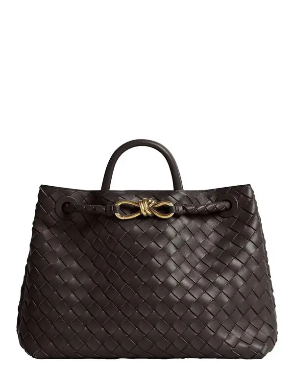 Bottega Veneta Andiamo Handbag In Intrecciato Lambskin Leather - Brown