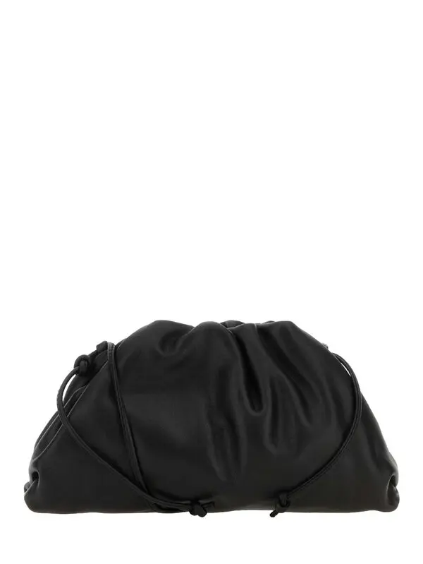 Bottega Veneta Draped Calfskin Leather Mini Bag With Shoulder Strap - Black