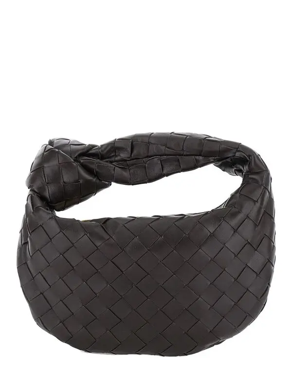 Bottega Veneta Jodie Mini Handbag In Intrecciato Leather With Knotted Handle - Brown