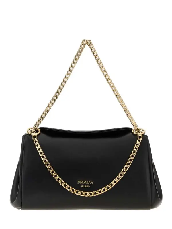 Prada Shoulder Bag With Gold Tone Chain Strap - Black