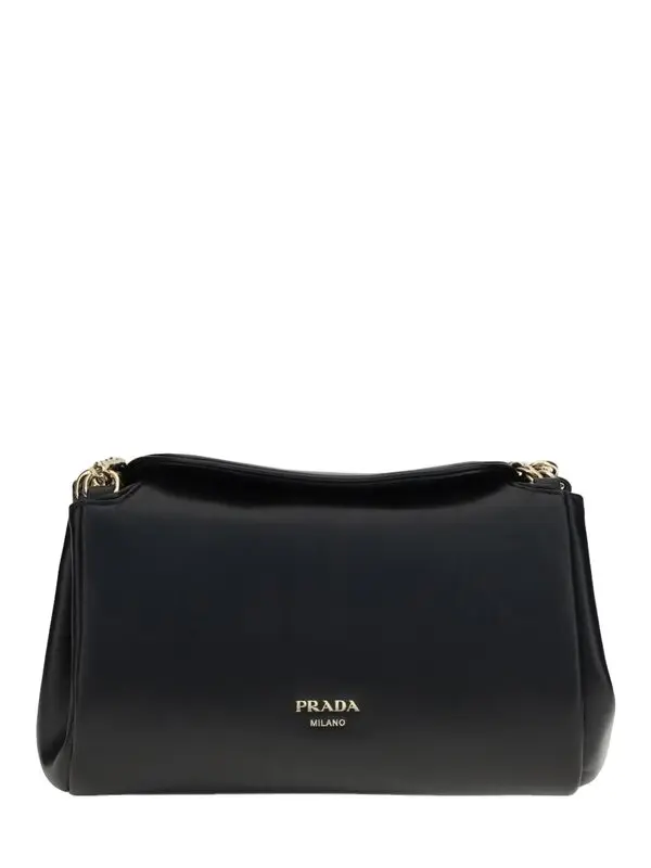 Prada Shoulder Bag With Gold Tone Chain Strap - Black
