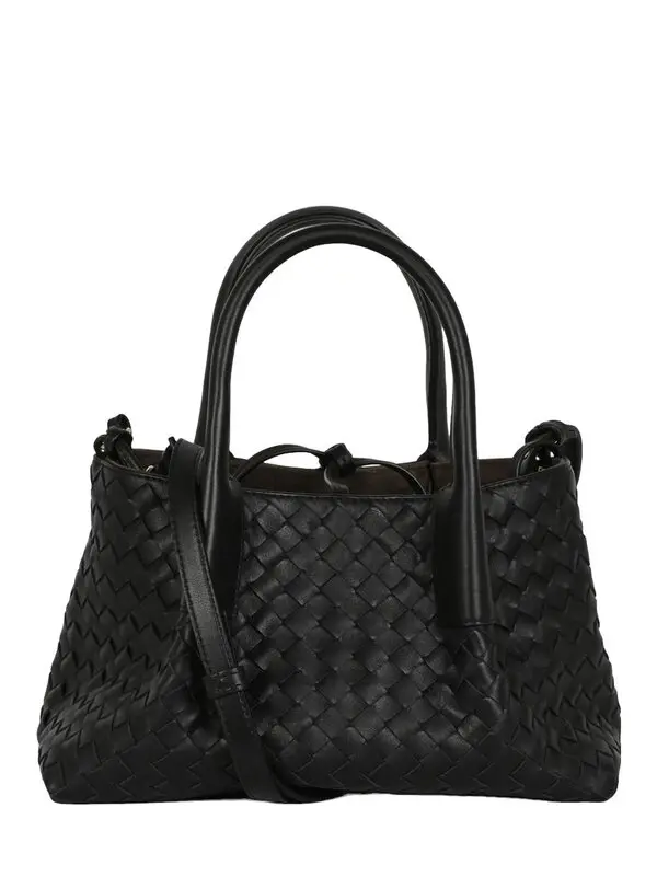 Bottega Veneta Small Pinacoteca Handbag In Intrecciato Calfskin Leather - Black