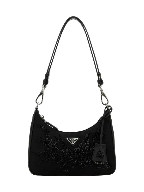 Prada Embellished Re-nylon Mini Bag - Black