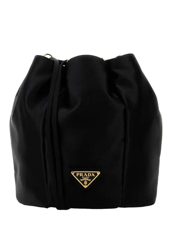Prada Satin Bucket Bag - Black