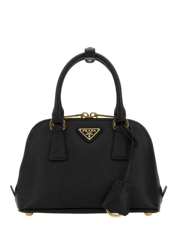 Prada Saffiano Leather Top Handle Bag - Black