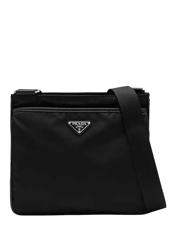 Prada Re-nylon Triangle Logo Messenger Bag - Black