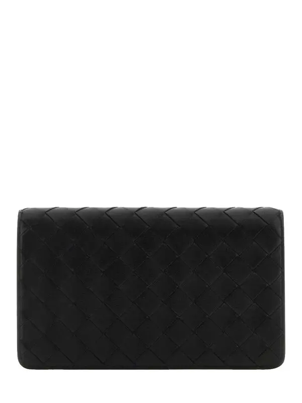 Bottega Veneta Intrecciato Nappa Leather Wallet On Chain - Black