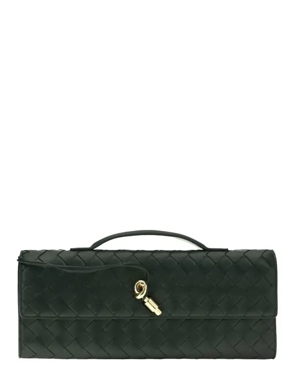 Bottega Veneta Medium Andiamo Intrecciato Lambskin Top Handle Bag - Green