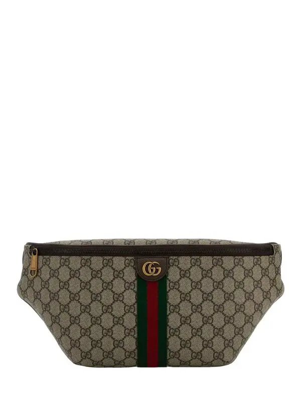 Gucci Gg Supreme Belt Bag With Monogram And Web Stripe - Cream