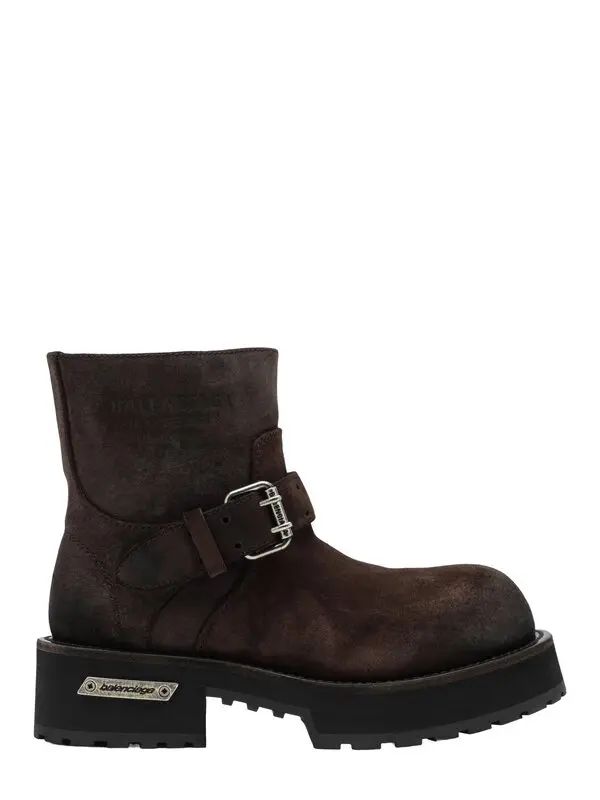 Balenciaga Venom Mini Waxed Suede Calfskin Boots - Brown