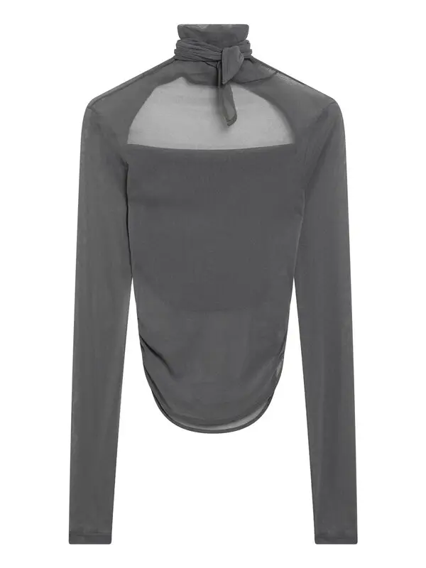 LEMAIRE Grey Mesh Jersey Ballerina Top With Integrated Scarf - Silver