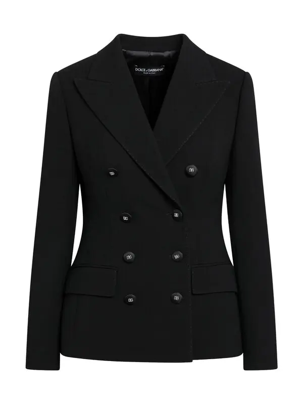 Dolce & Gabbana Virgin Wool Double-breasted Jacket - Black