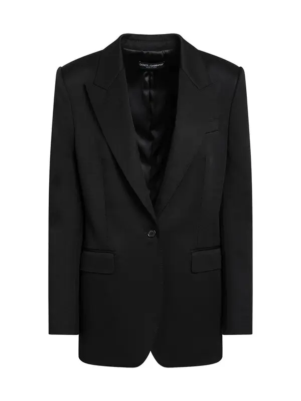 Dolce & Gabbana Single-breasted Jacket In Wool - Black