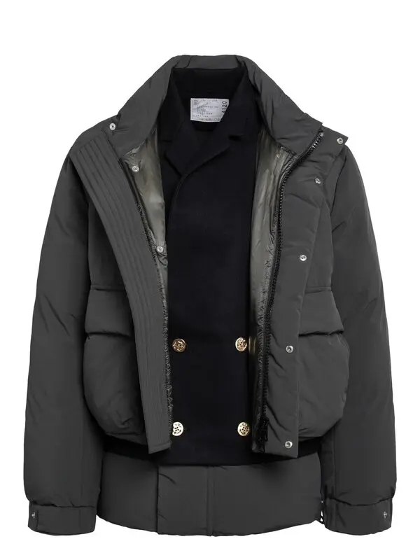 Sacai Down Jacket With Wool Insert - Green