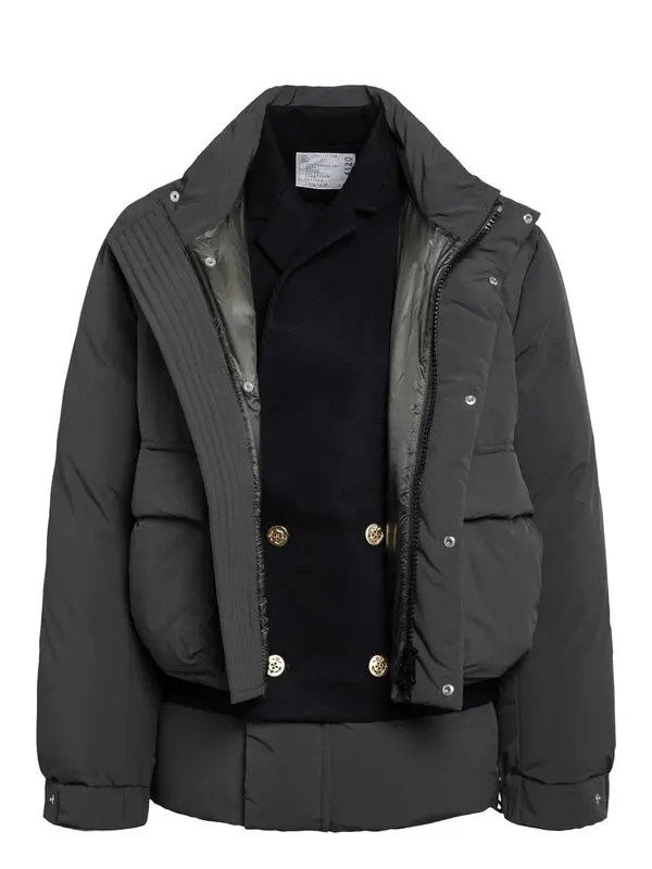 Sacai Down Jacket With Wool Insert - Green
