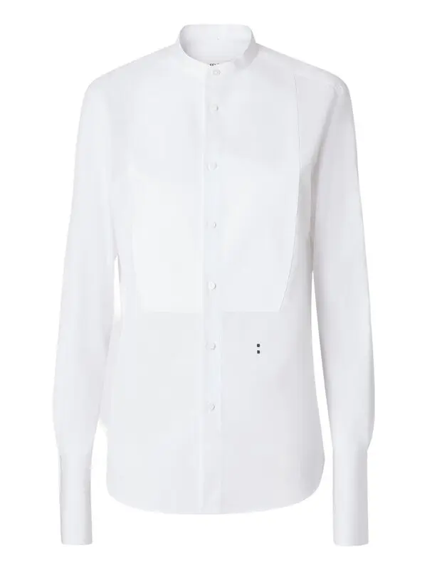 Fendi Cotton Poplin Mandarin Collar Shirt - White
