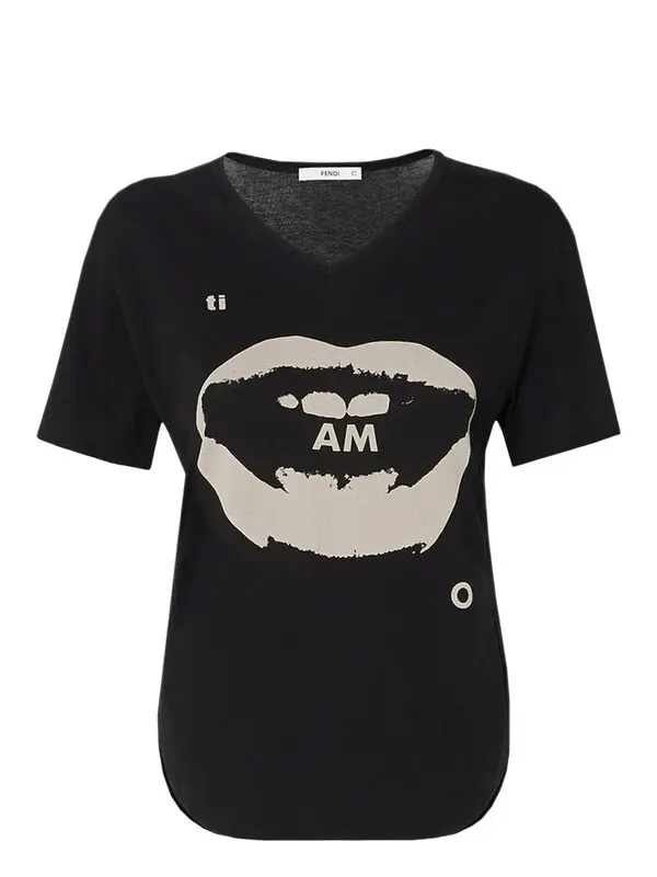 Fendi Cotton Jersey T-shirt With 'ti Amo' Graphic Print - Black
