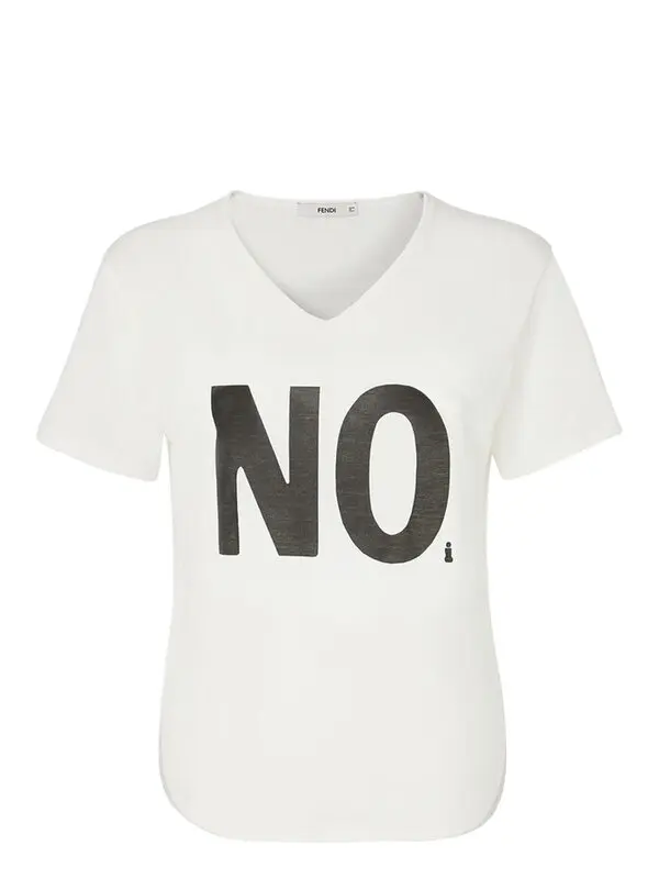 Fendi Graphic Print V-neck T-shirt - White