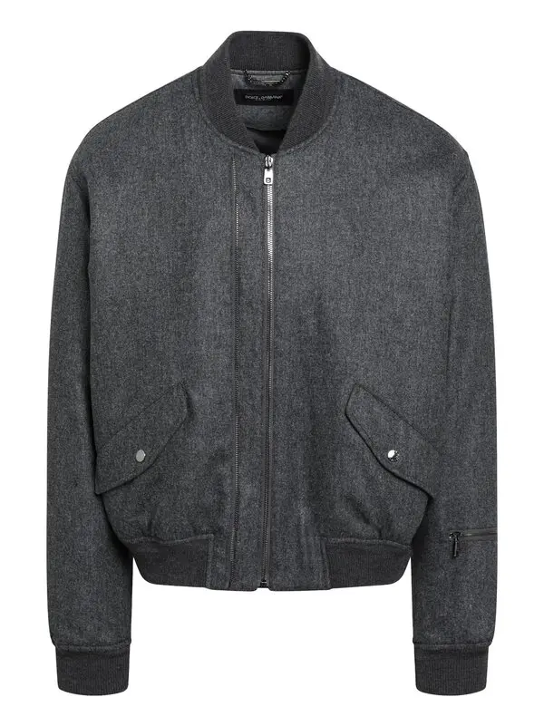 Dolce & Gabbana Grey Melange Wool Zip-up Bomber Jacket - Gray