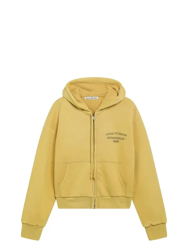 Acne Studios Zip-up Hoodie With Embroidered Logo - Yellow