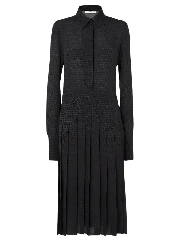 Fendi Jacquard Silk Dress - Black