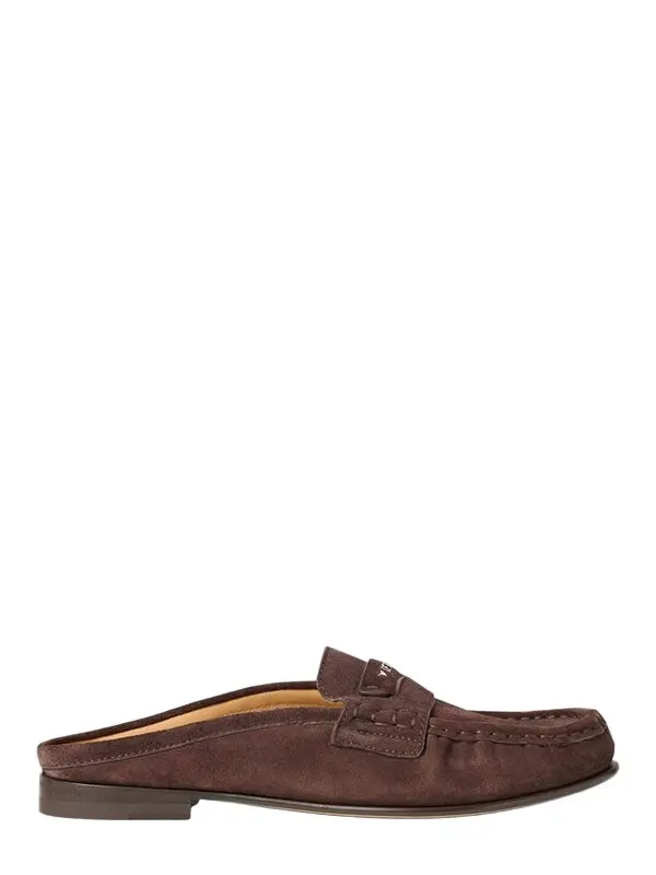 Fendi Suede Scrunch Sabots - Brown