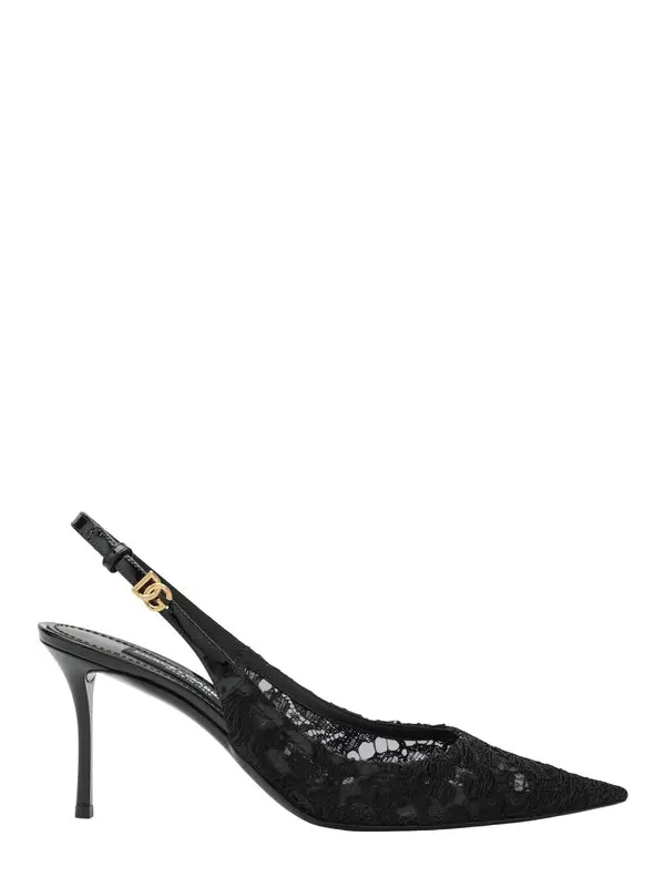 Dolce & Gabbana Lace And Patent Slingback Pumps - Black