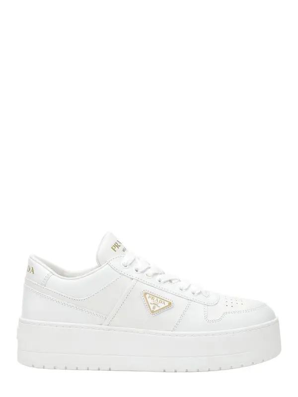 Prada Downtown Bold Leather Platform Sneakers - White