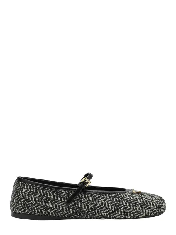 Prada Fabric Ballerinas With Black Pattern - White