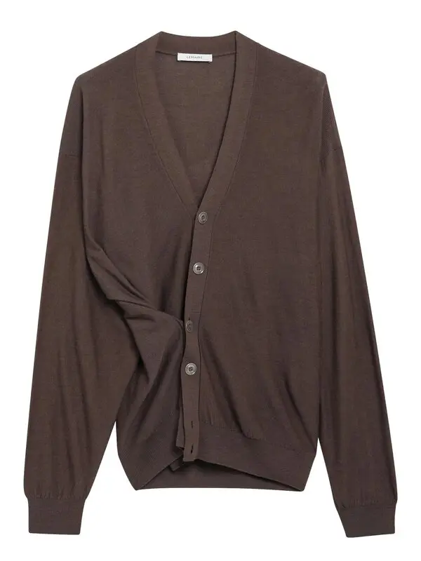LEMAIRE Twisted Merino Wool Blend Cardigan - Brown