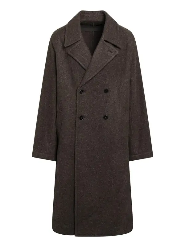 LEMAIRE Long Double-breasted Wool And Alpaca Blend Coat - Brown