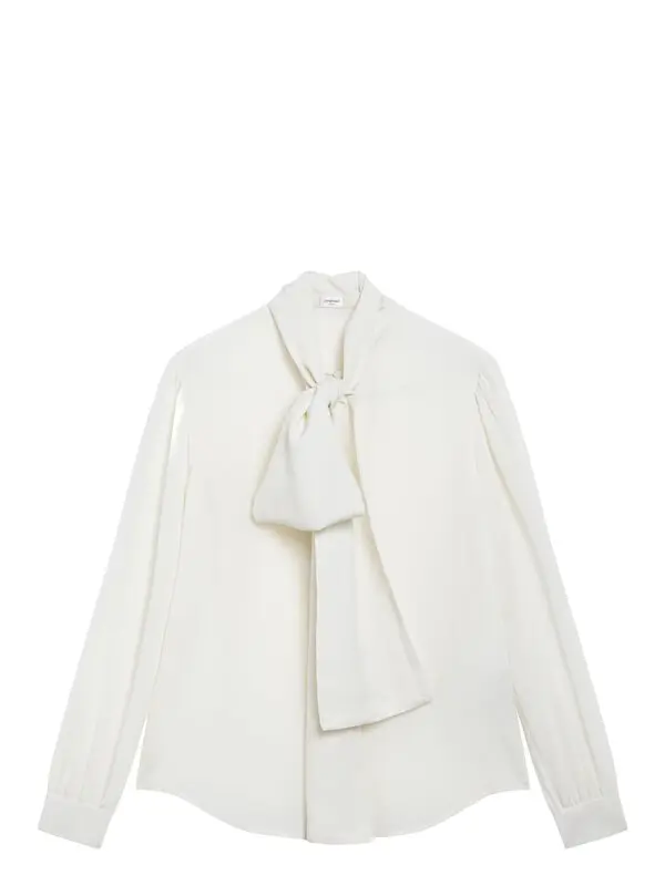 Saint Laurent Silk Lavallière-neck Blouse - Gray