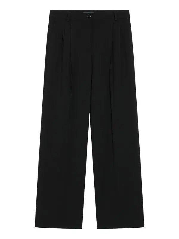 Dolce & Gabbana Double Pinch Virgin Wool Trousers - Black
