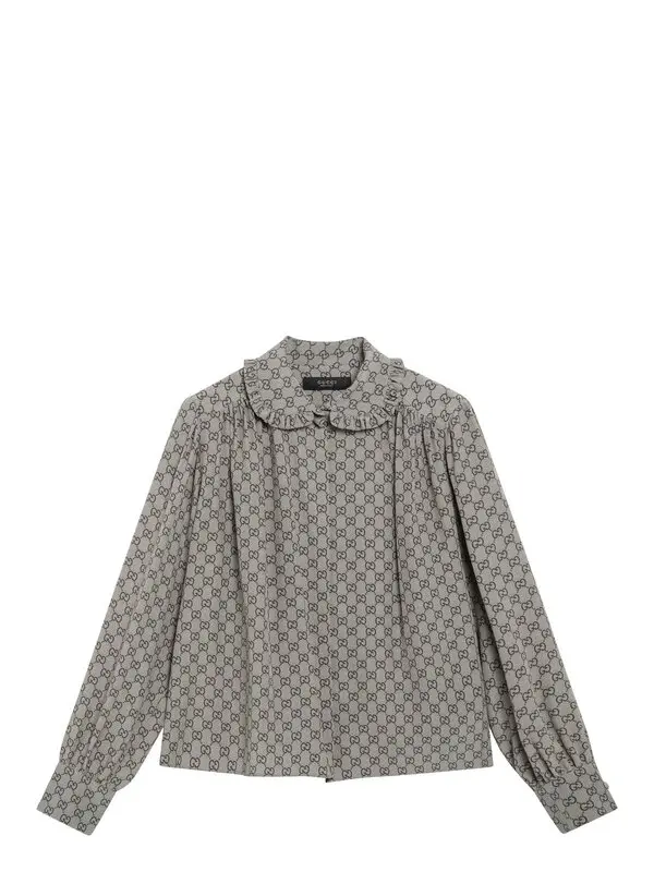Gucci Gg Print Silk Crêpe De Chine Shirt - Cream