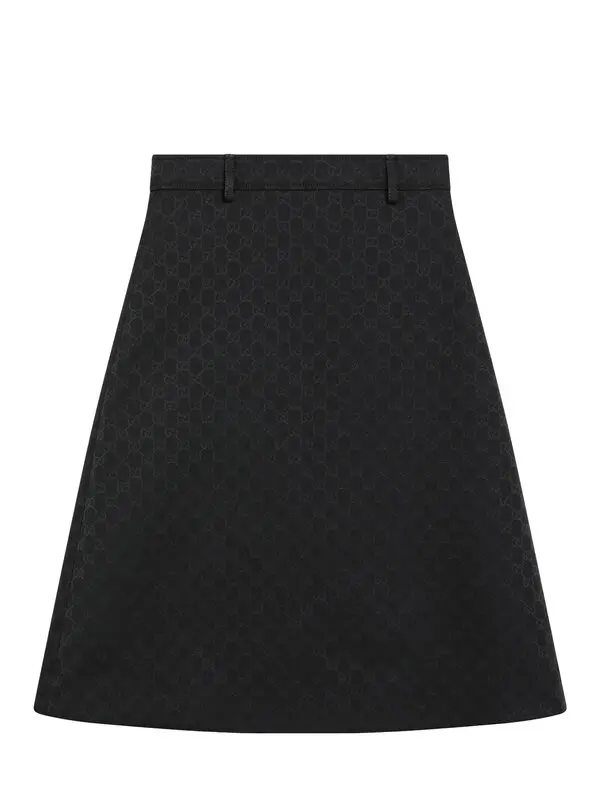 Gucci Gg Cotton Blend Midi Skirt - Black